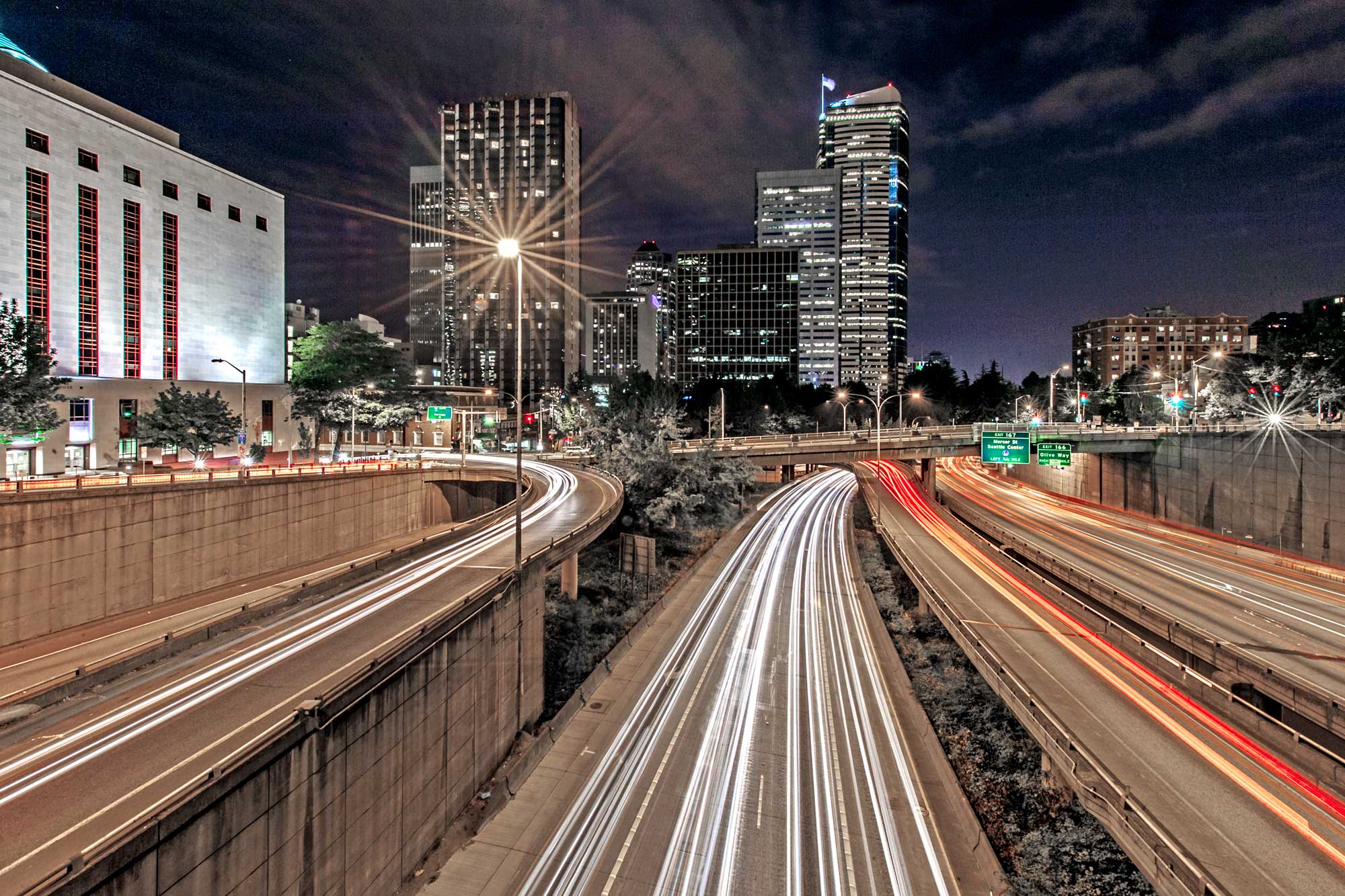 Seattle-traffic-at-night | Seattle Now & Then