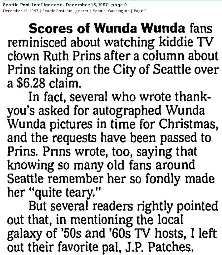 Ruth Prins: the news clips | Seattle Now & Then