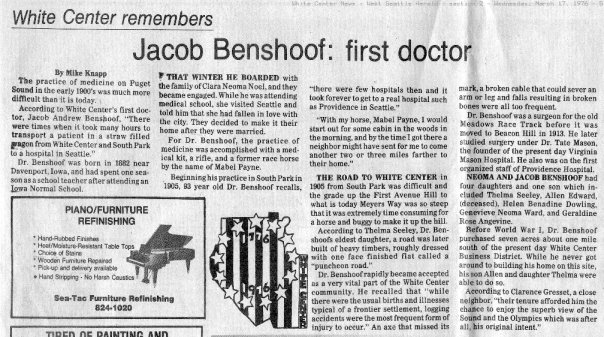 Seattle Now & Then: Dr. Jacob Benshoof, 1905 | Seattle Now & Then